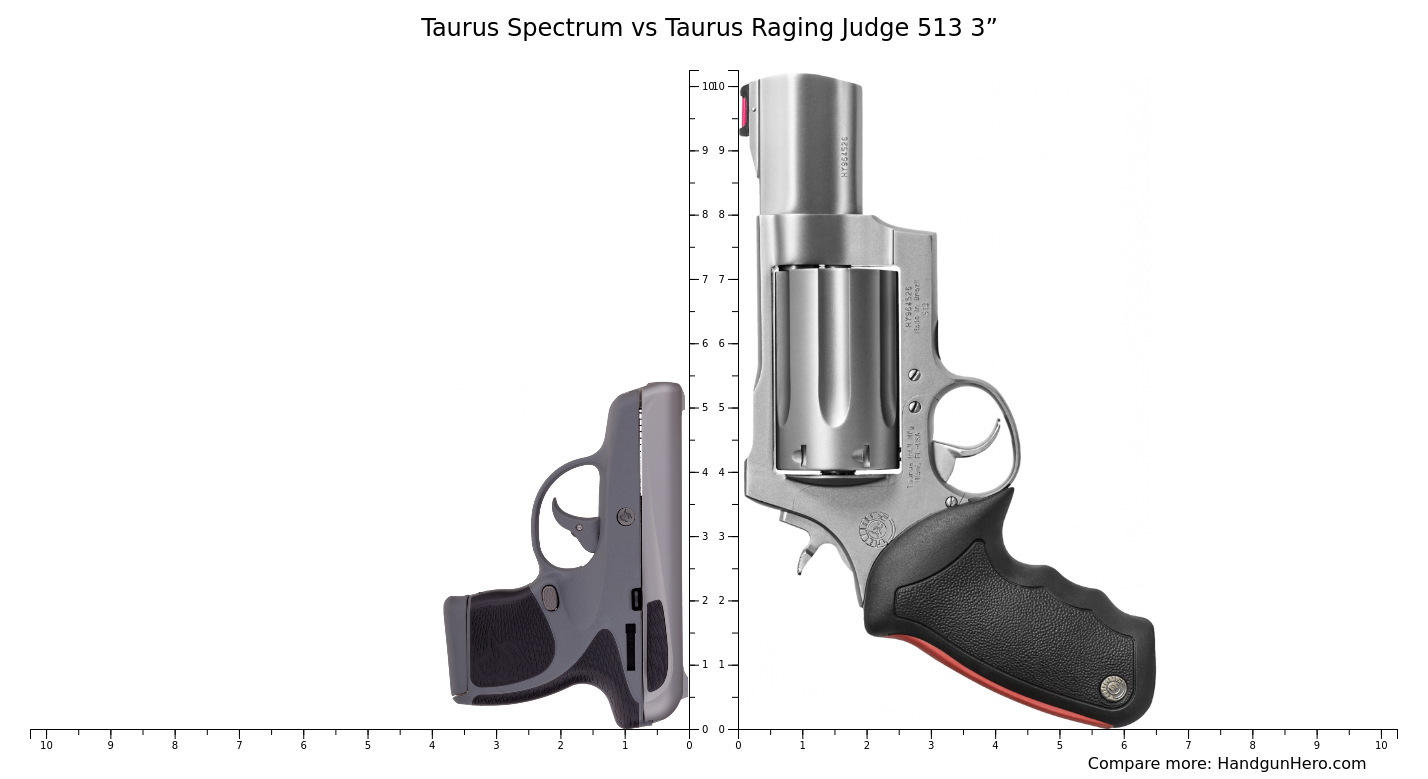 Taurus Spectrum vs Taurus Raging Judge 513 3” size comparison | Handgun Hero