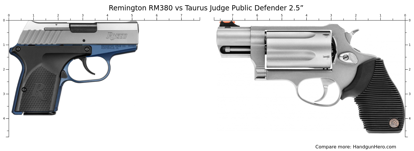 Remington RM380 vs Taurus Judge Public Defender 2.5” size comparison ...
