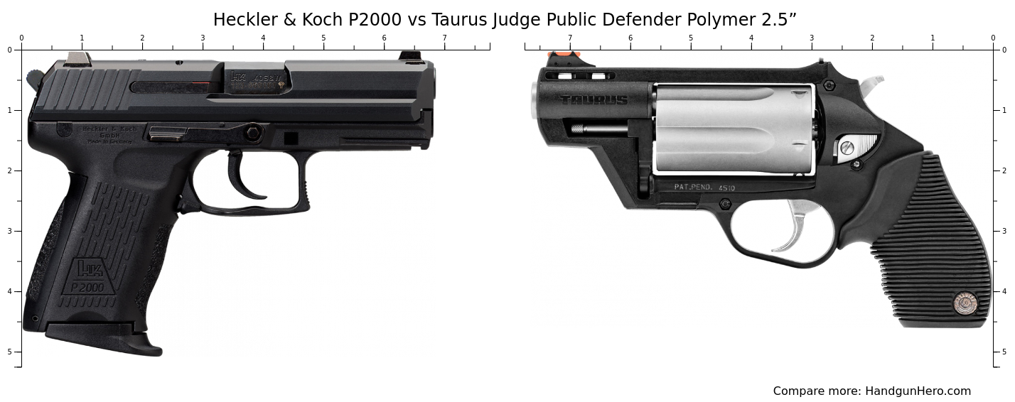 Heckler & Koch P2000 vs Taurus Judge Public Defender Polymer 2.5” size ...
