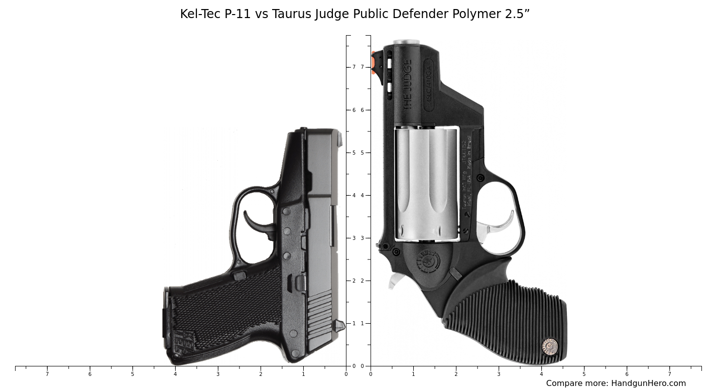 Kel-Tec P-11 vs Taurus Judge Public Defender Polymer 2.5” size ...