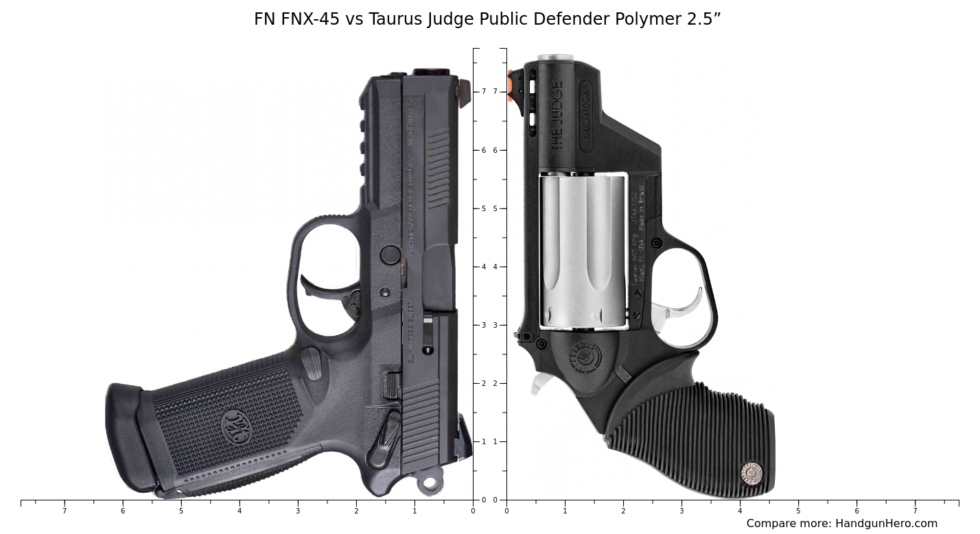 FN FNX-45 vs Taurus Judge Public Defender Polymer 2.5” size comparison ...