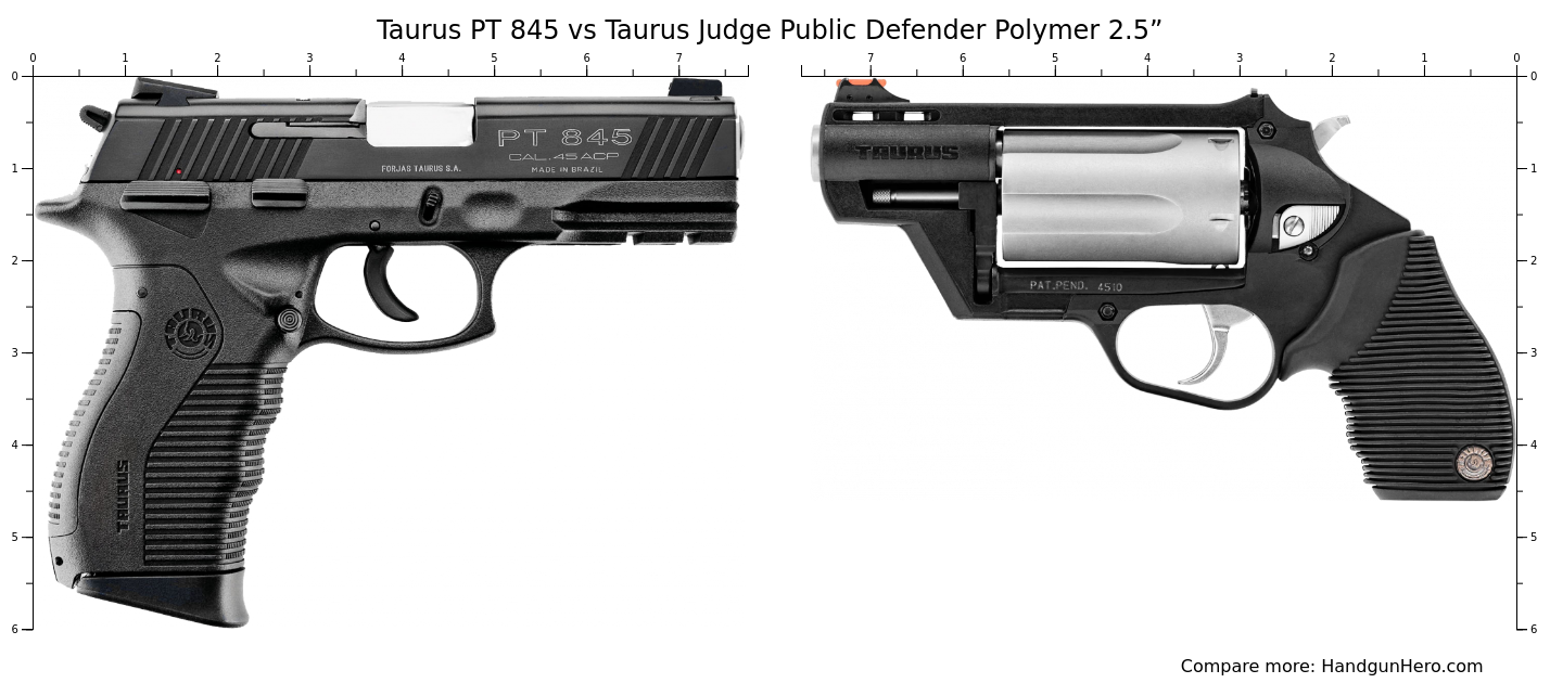 Taurus PT 845 vs Taurus Judge Public Defender Polymer 2.5” size ...