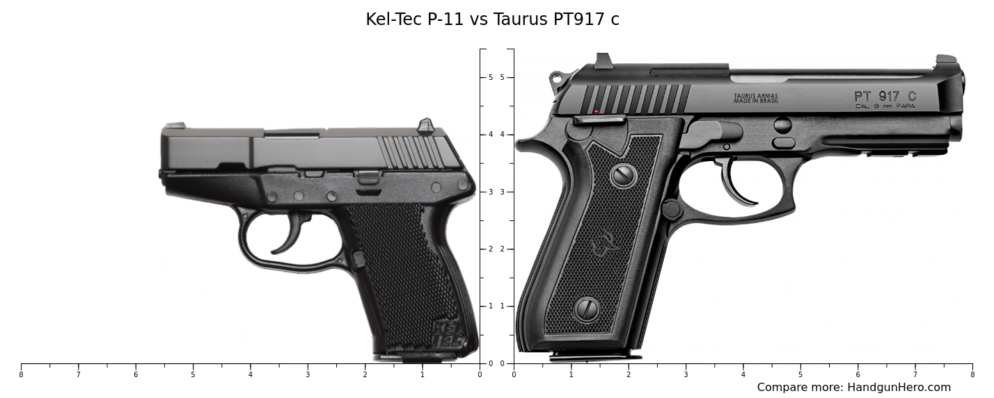 Kel-Tec P-11 vs Taurus PT917 c size comparison | Handgun Hero