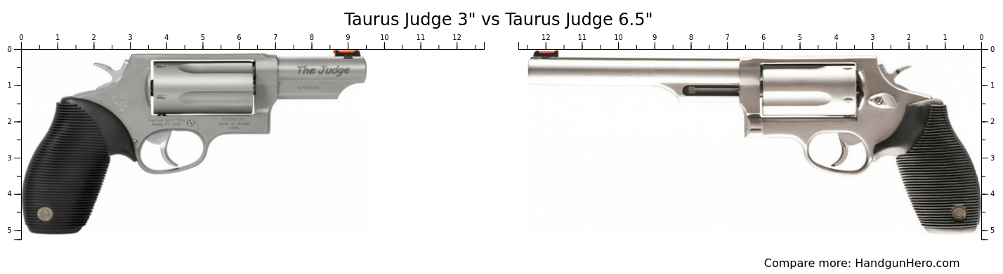 Taurus Judge 3" vs Taurus Judge 6.5" size comparison | Handgun Hero