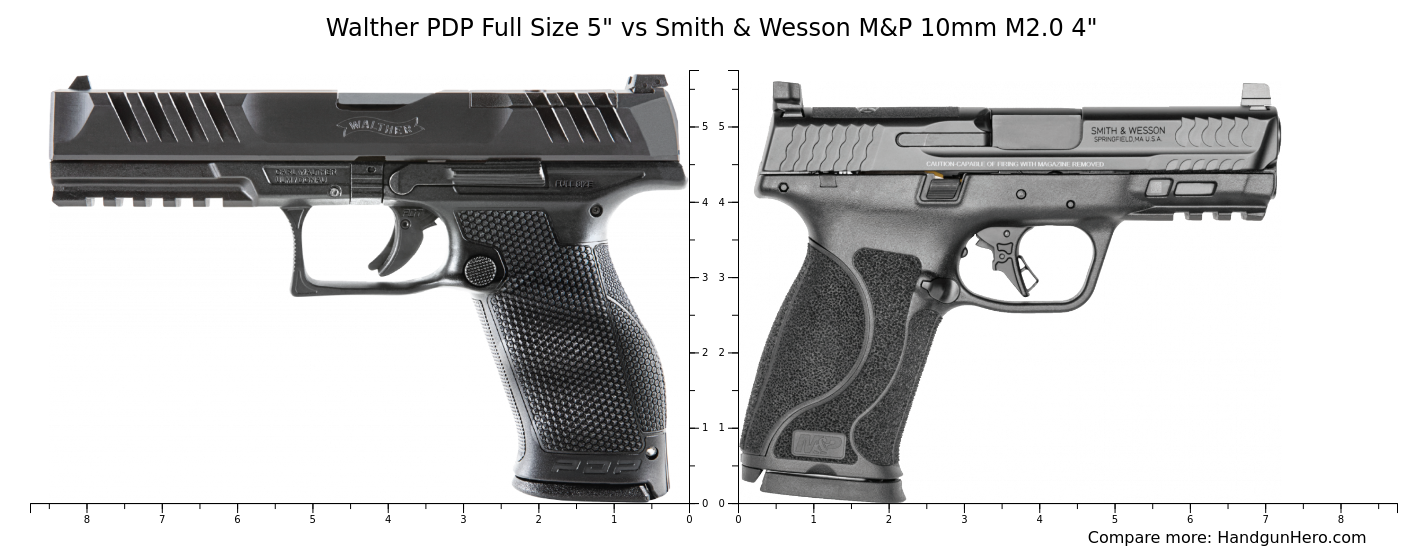 Walther PDP Full Size 5" vs Smith & Wesson M&P 10mm M2.0 4" size ...