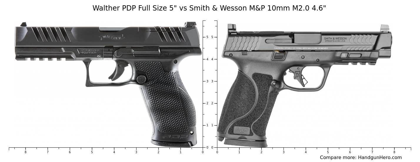 Walther PDP Full Size 5" vs Smith & Wesson M&P 10mm M2.0 4.6" size ...