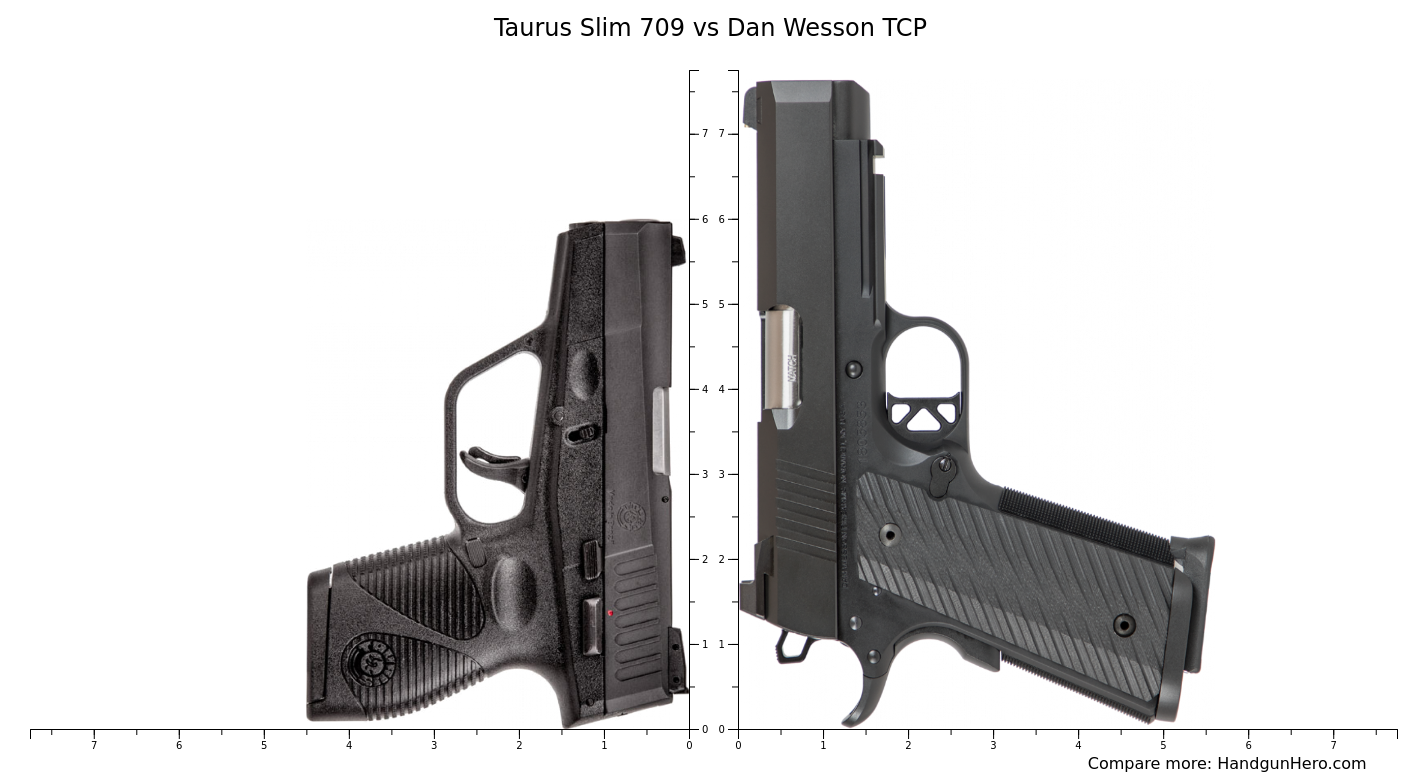 Taurus Slim 709 vs Dan Wesson TCP size comparison | Handgun Hero
