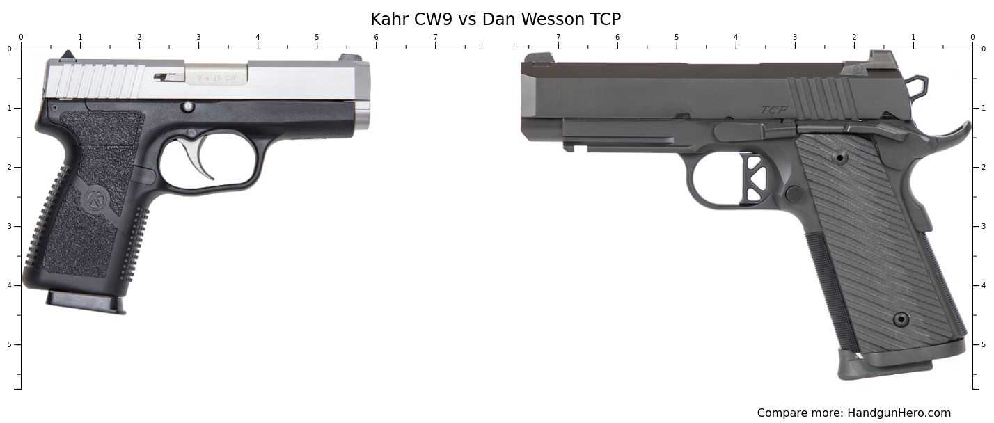 Kahr CW9 vs Dan Wesson TCP size comparison | Handgun Hero