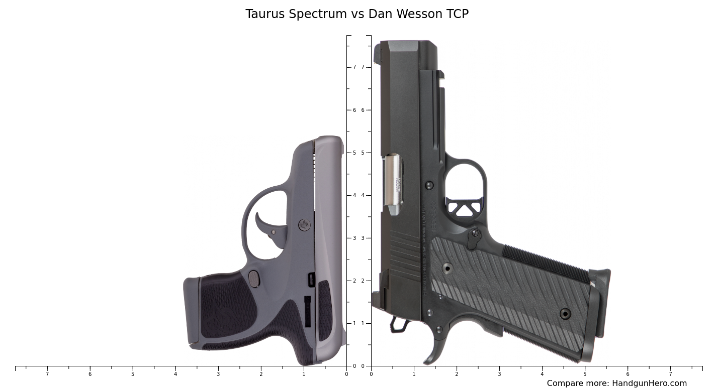 Taurus Spectrum vs Dan Wesson TCP size comparison | Handgun Hero
