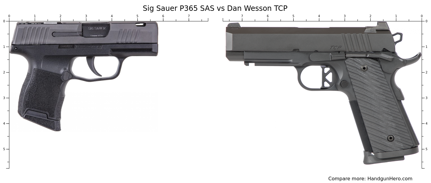 Sig Sauer P365 SAS vs Dan Wesson TCP size comparison | Handgun Hero