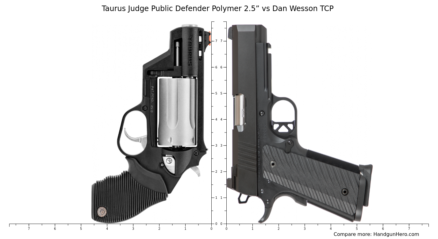 Taurus Judge Public Defender Polymer 2.5” vs Dan Wesson TCP size ...