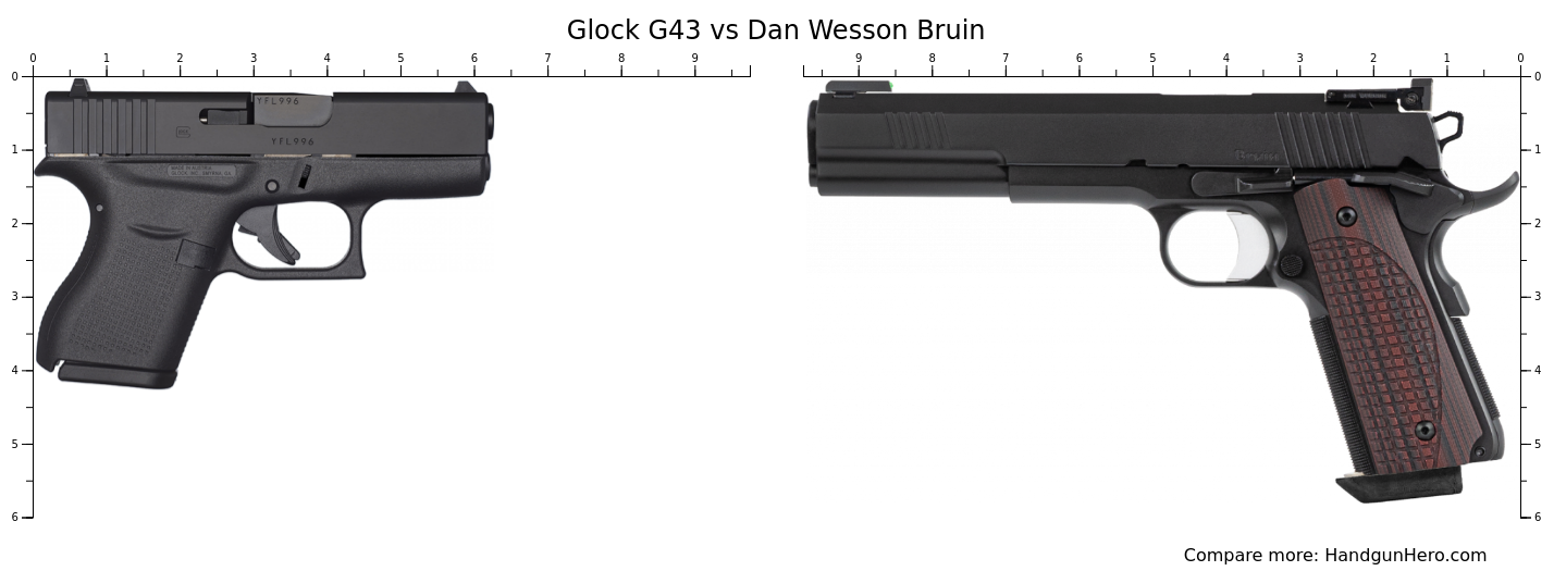 Glock G43 vs Dan Wesson Bruin size comparison | Handgun Hero