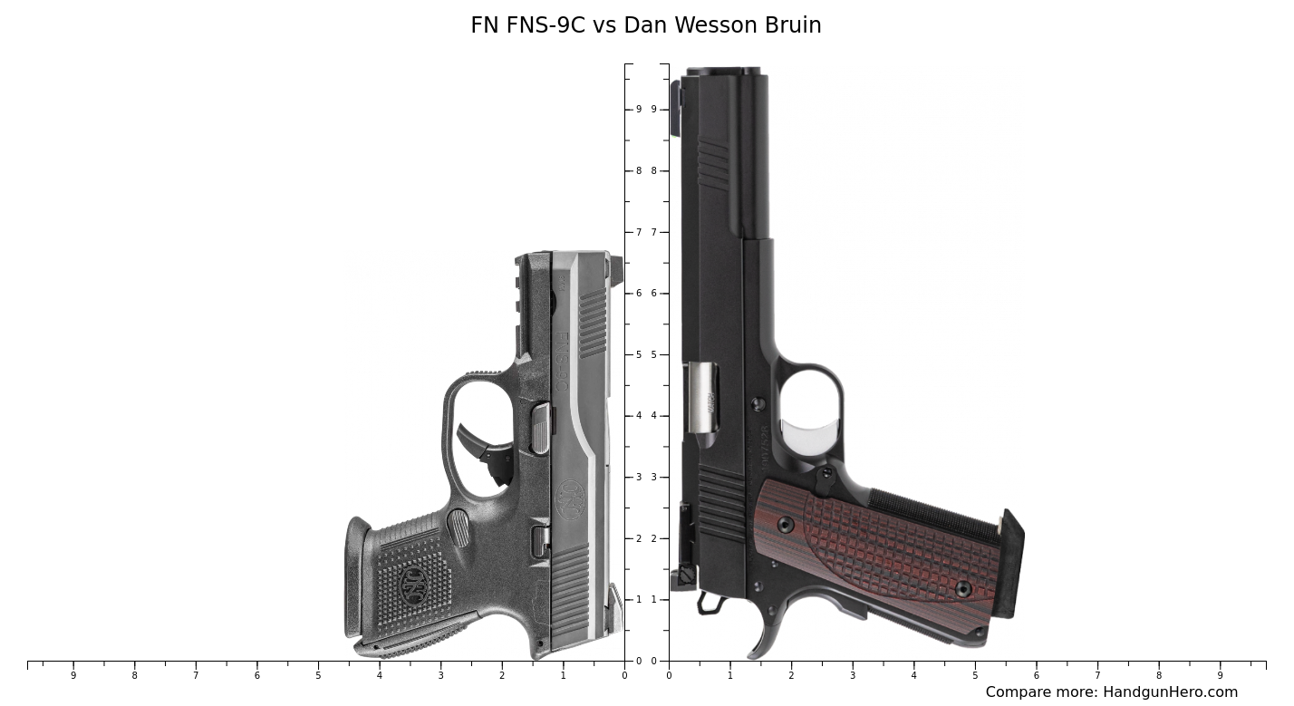 FN FNS-9C vs Dan Wesson Bruin size comparison | Handgun Hero
