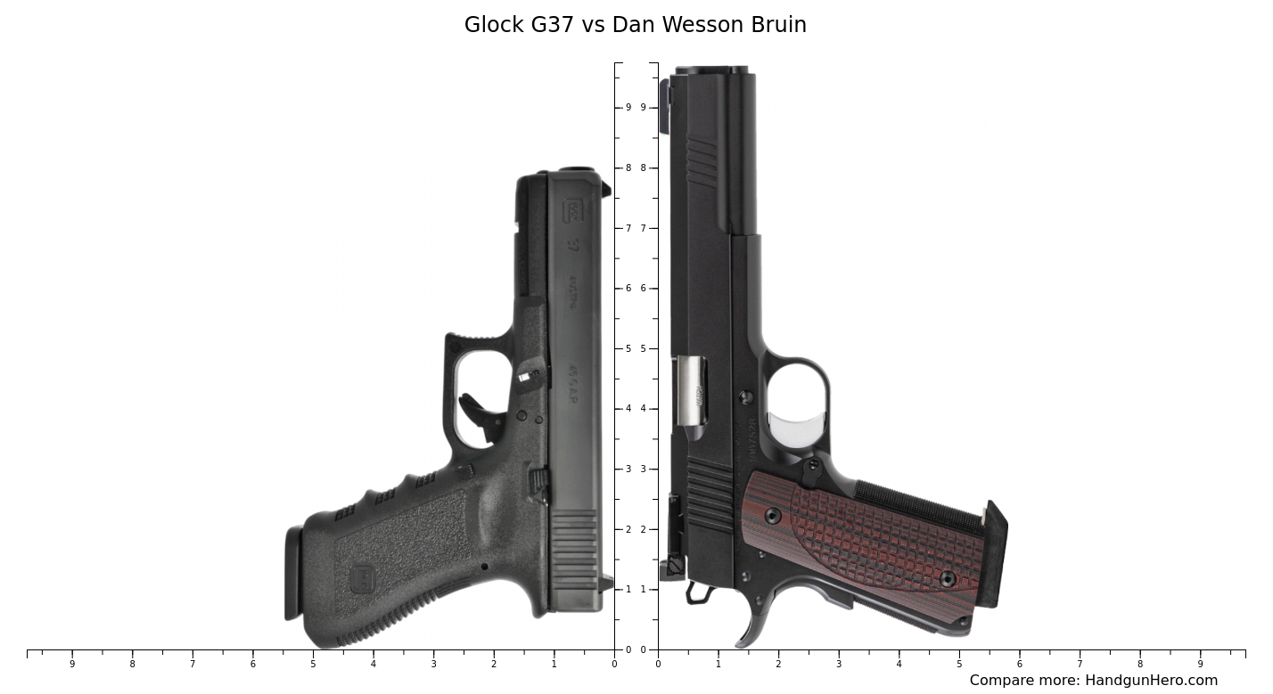 Glock G37 vs Dan Wesson Bruin size comparison | Handgun Hero