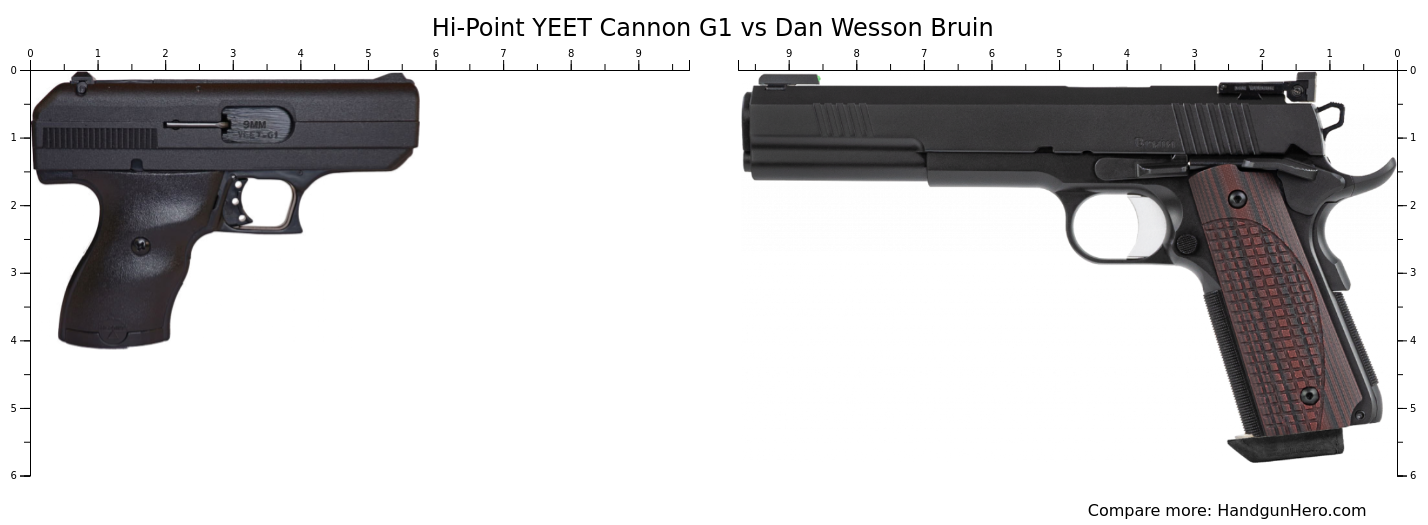 Hi-Point YEET Cannon G1 vs Dan Wesson Bruin size comparison | Handgun Hero