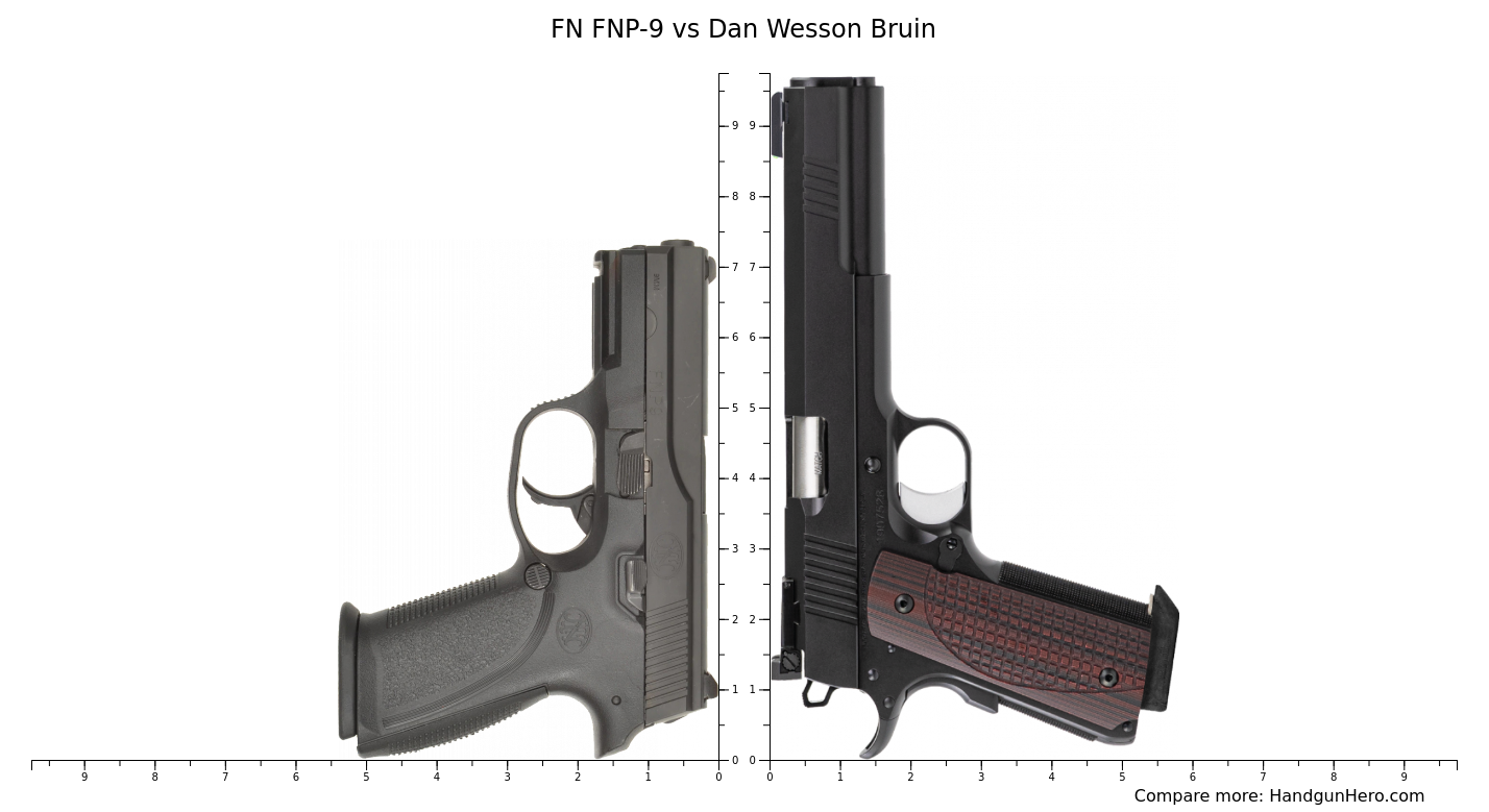 FN FNP-9 vs Dan Wesson Bruin size comparison | Handgun Hero