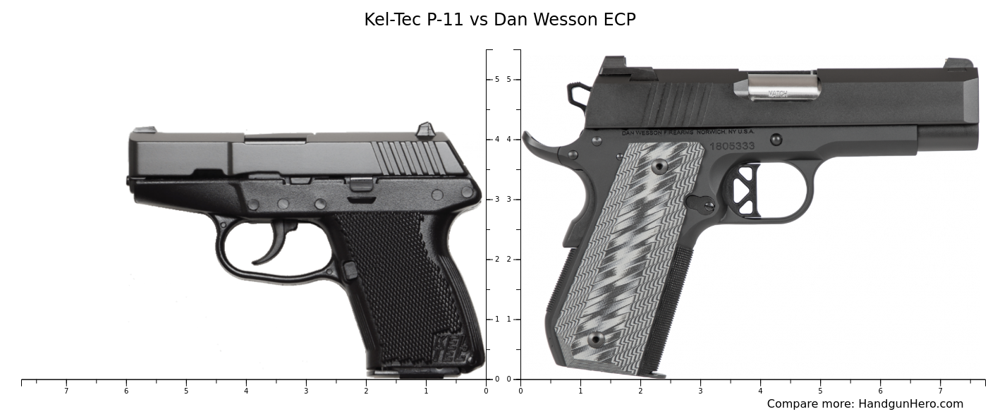 Kel-Tec P-11 vs Dan Wesson ECP size comparison | Handgun Hero