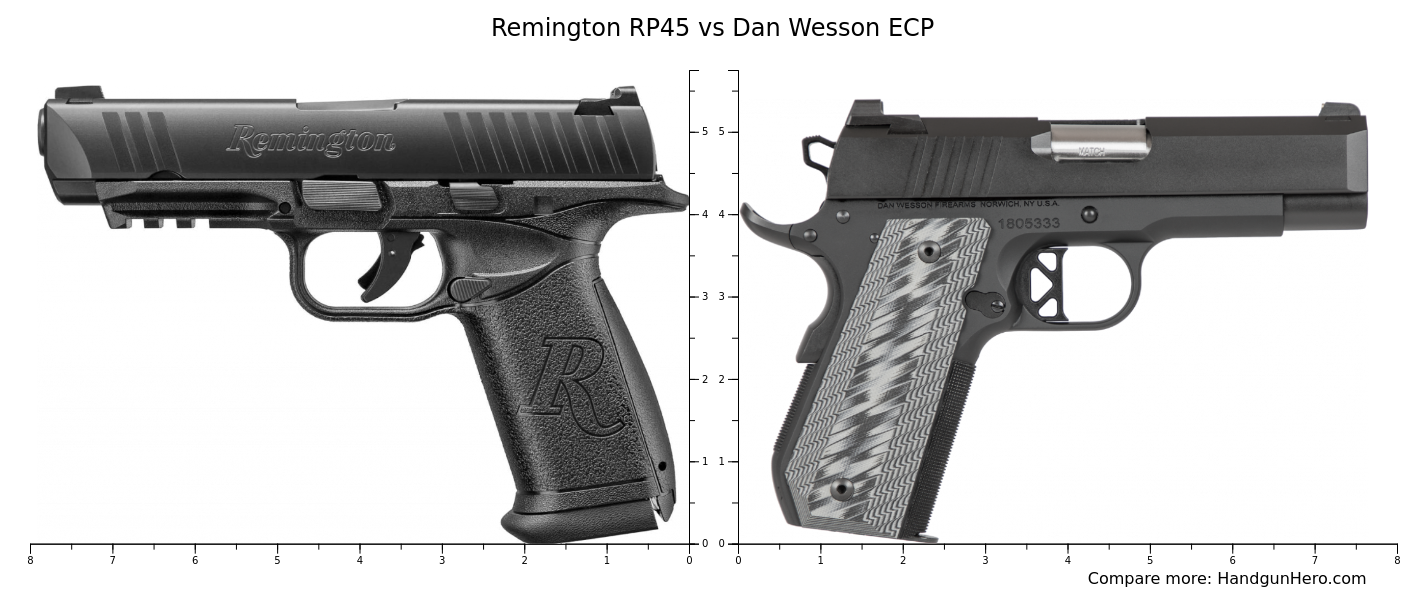 Remington RP45 vs Dan Wesson ECP size comparison | Handgun Hero
