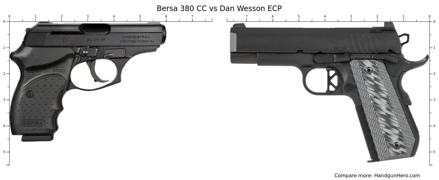 Bersa 380 CC vs Dan Wesson ECP size comparison | Handgun Hero