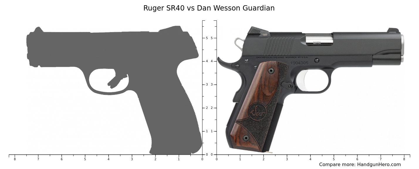 Ruger SR40 vs Dan Wesson Guardian size comparison | Handgun Hero