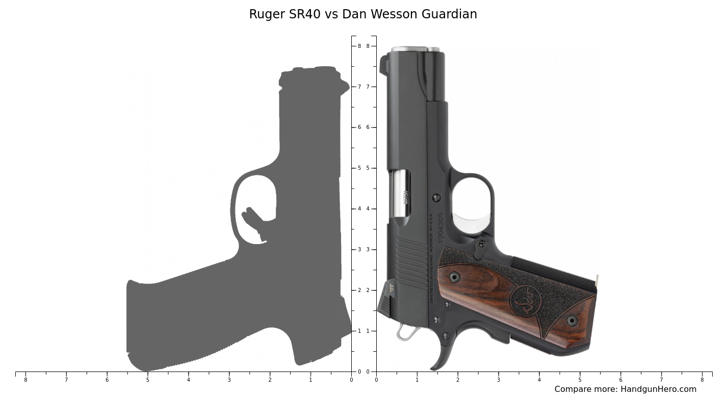Ruger SR40 vs Dan Wesson Guardian size comparison | Handgun Hero