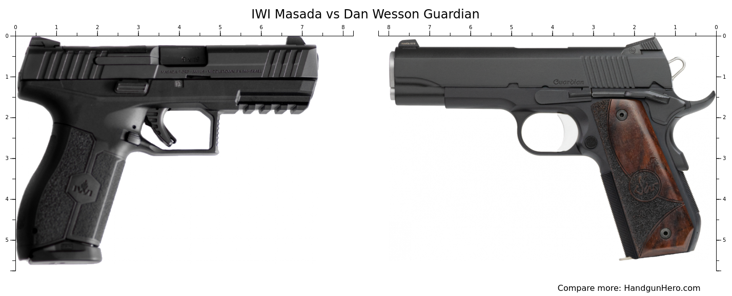 IWI Masada vs Dan Wesson Guardian size comparison | Handgun Hero