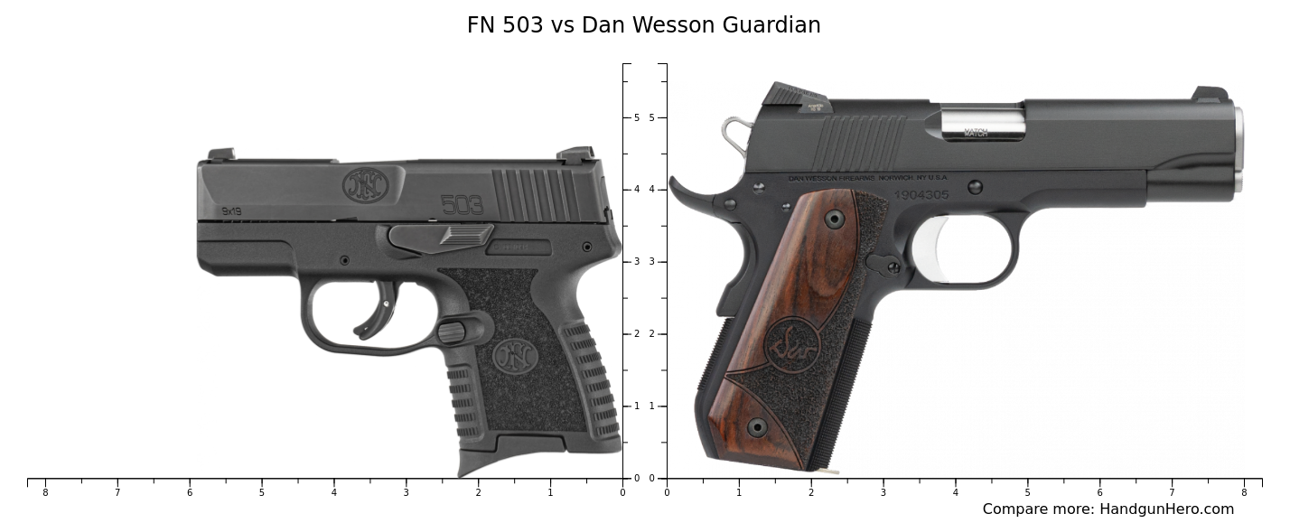 FN 503 vs Dan Wesson Guardian size comparison | Handgun Hero