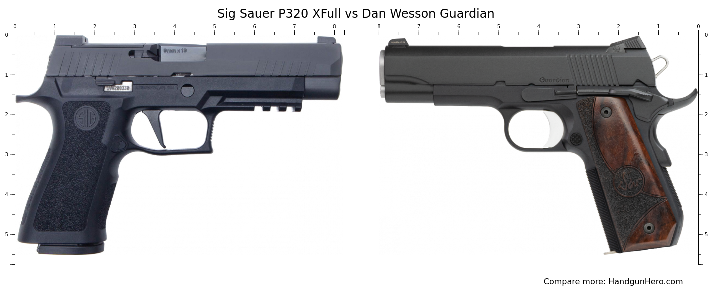 Sig Sauer P320 XFull vs Dan Wesson Guardian size comparison | Handgun Hero