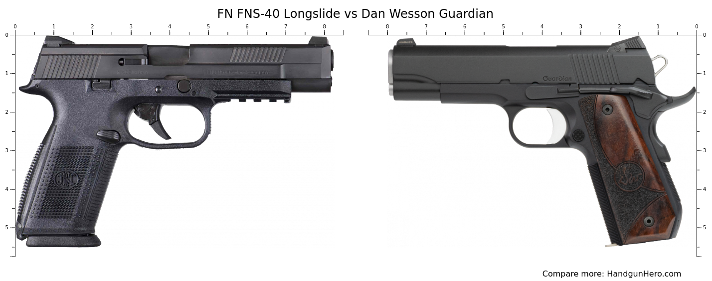 FN FNS-40 Longslide vs Dan Wesson Guardian size comparison | Handgun Hero
