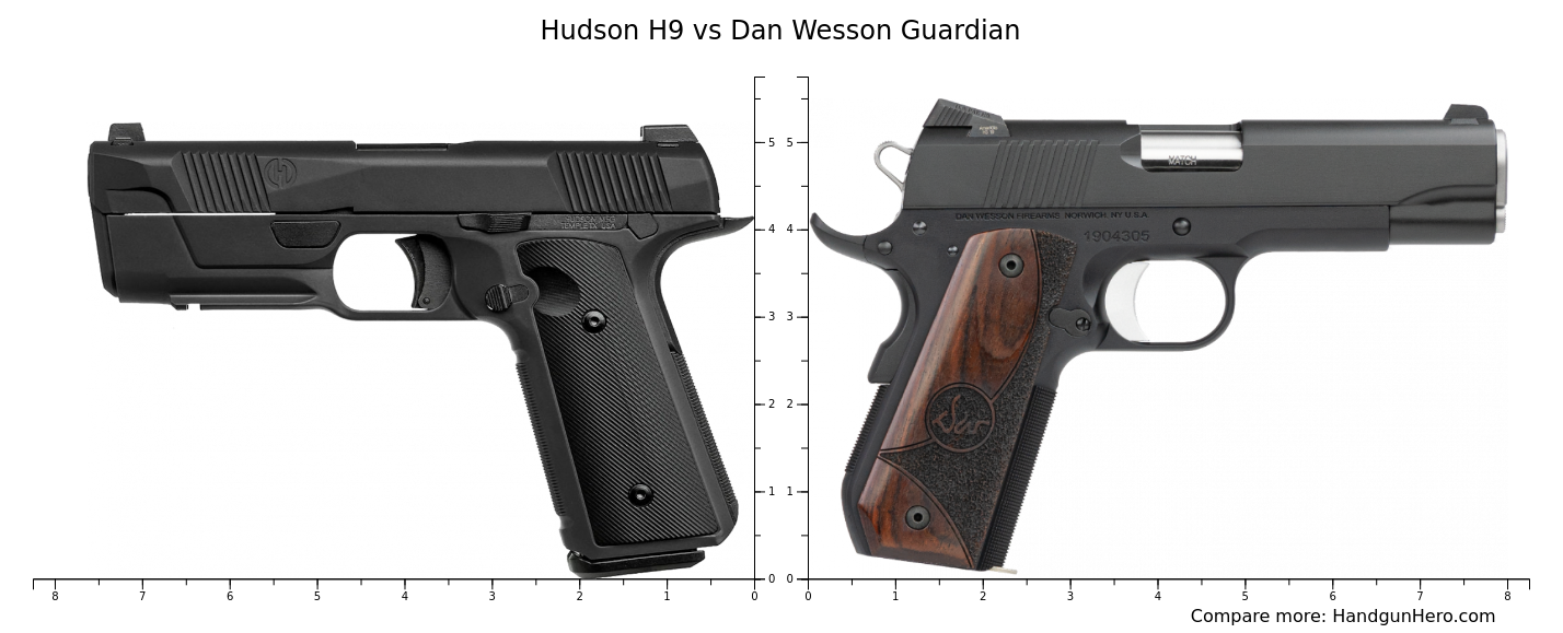 Hudson H9 vs Dan Wesson Guardian size comparison | Handgun Hero