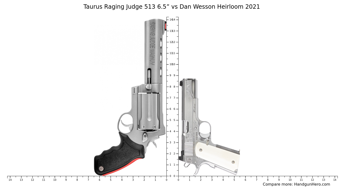 Taurus Raging Judge 513 6.5” vs Dan Wesson Heirloom 2021 size ...