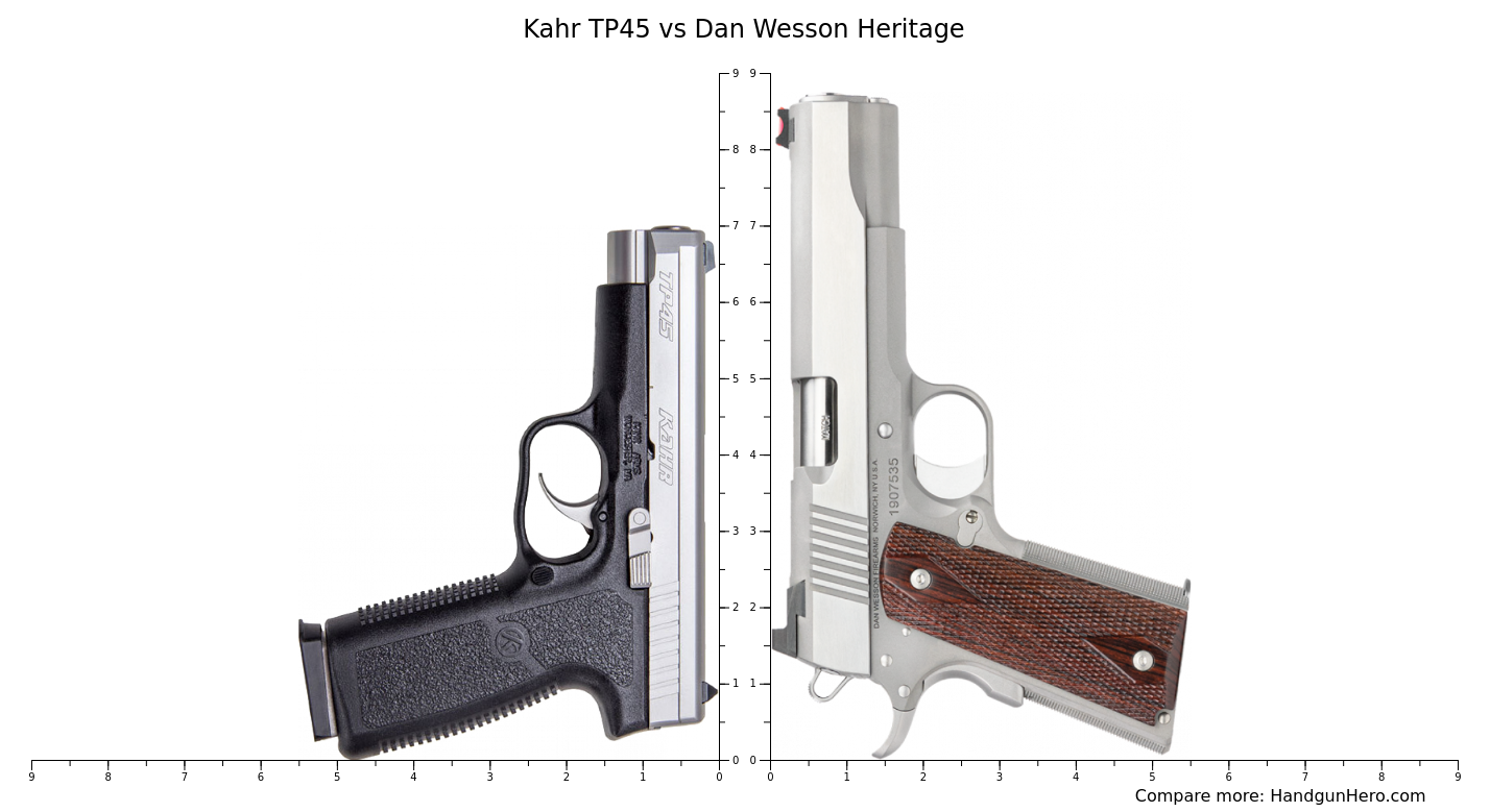 Kahr TP45 vs Dan Wesson Heritage size comparison | Handgun Hero