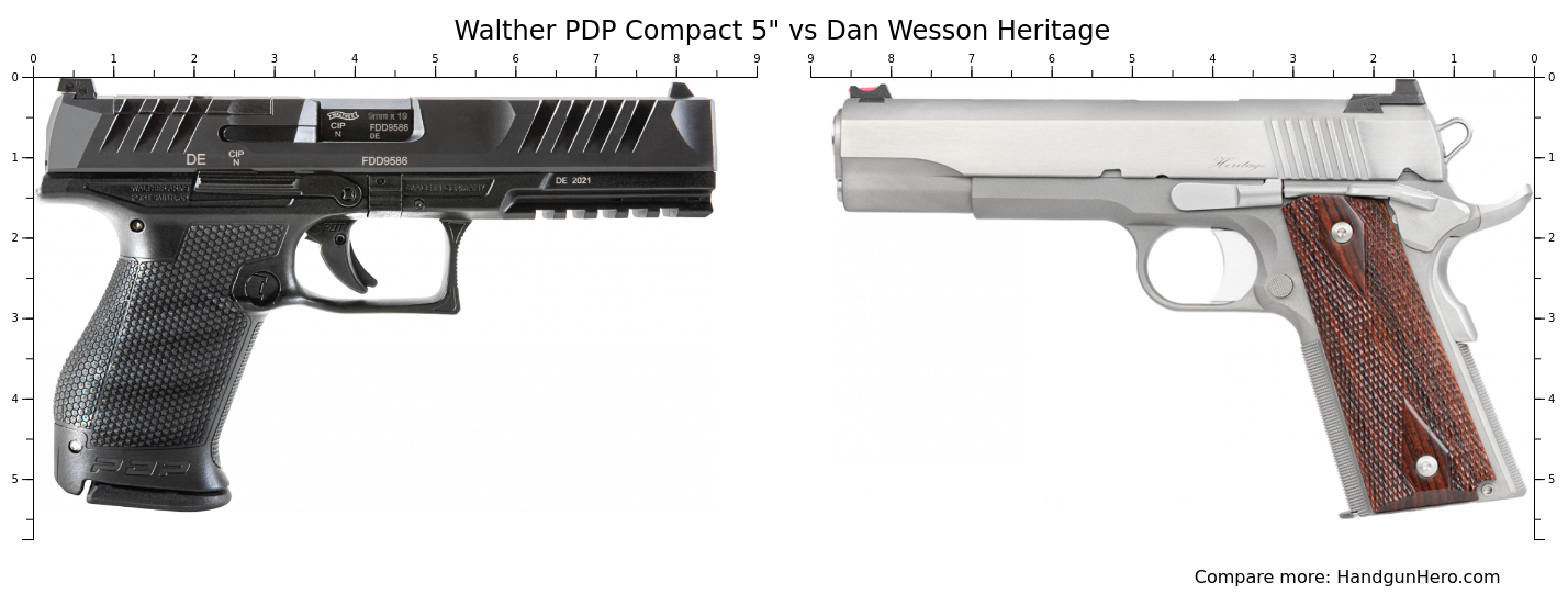 Walther PDP Compact 5" vs Dan Wesson Heritage size comparison | Handgun ...