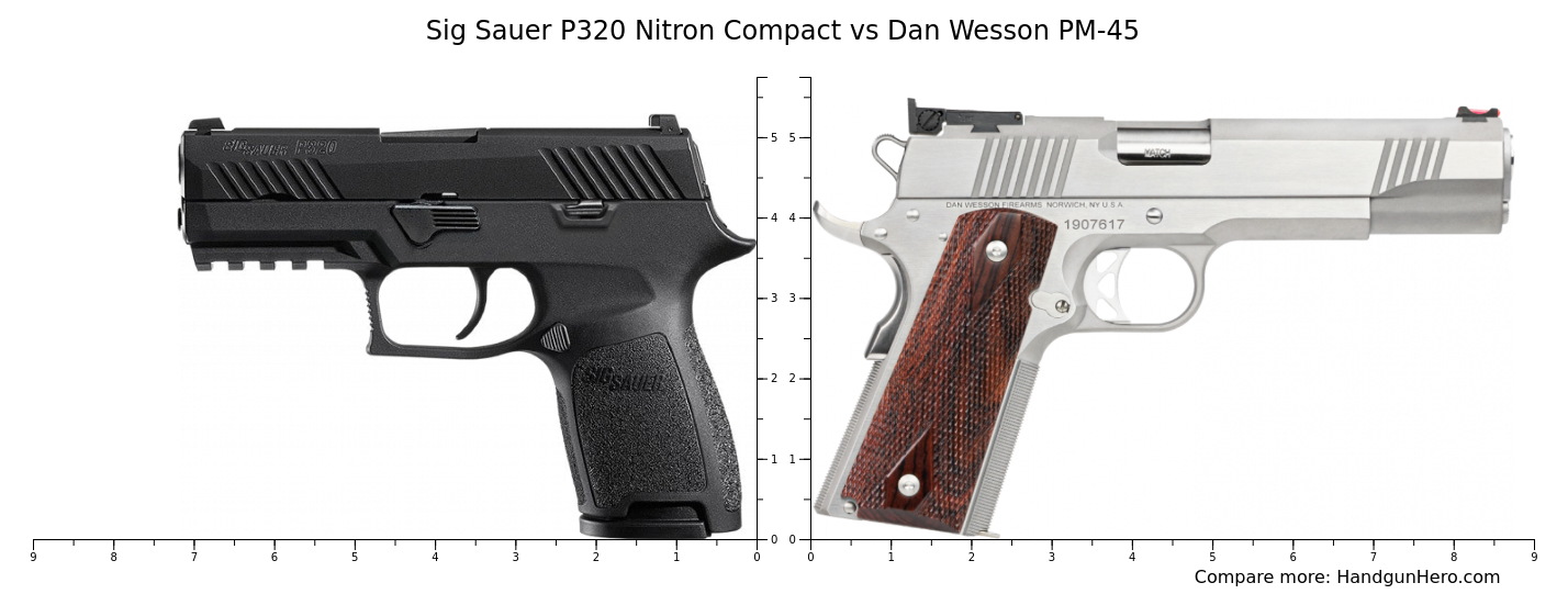 Sig Sauer P320 Nitron Compact vs Dan Wesson PM-45 size comparison ...