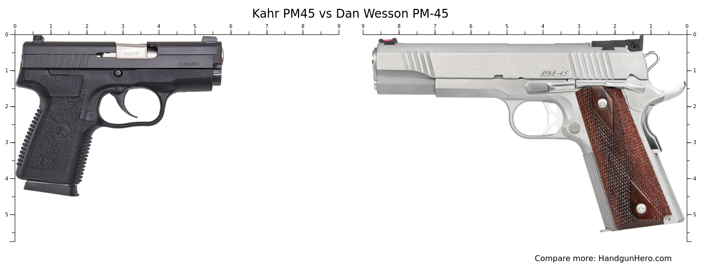 Kahr PM45 vs Dan Wesson PM-45 size comparison | Handgun Hero