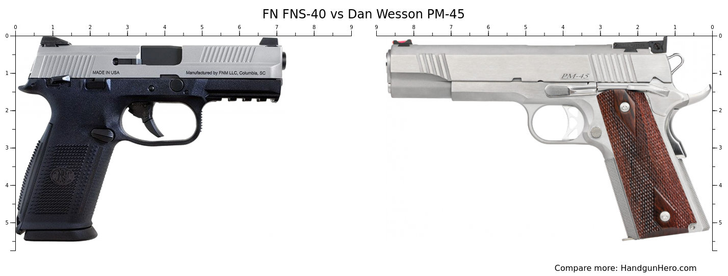 FN FNS-40 vs Dan Wesson PM-45 size comparison | Handgun Hero
