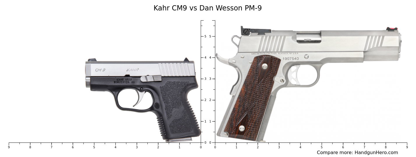 Kahr CM9 vs Dan Wesson PM-9 size comparison | Handgun Hero