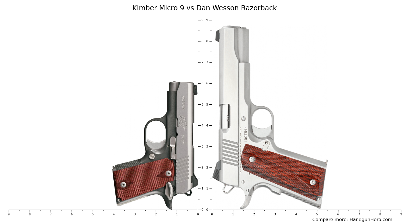 Kimber Micro 9 vs Dan Wesson Razorback size comparison | Handgun Hero