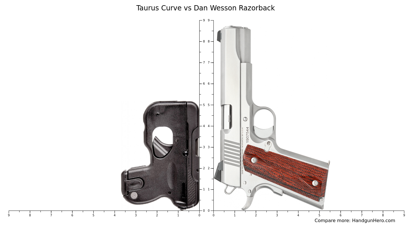Taurus Curve vs Dan Wesson Razorback size comparison | Handgun Hero