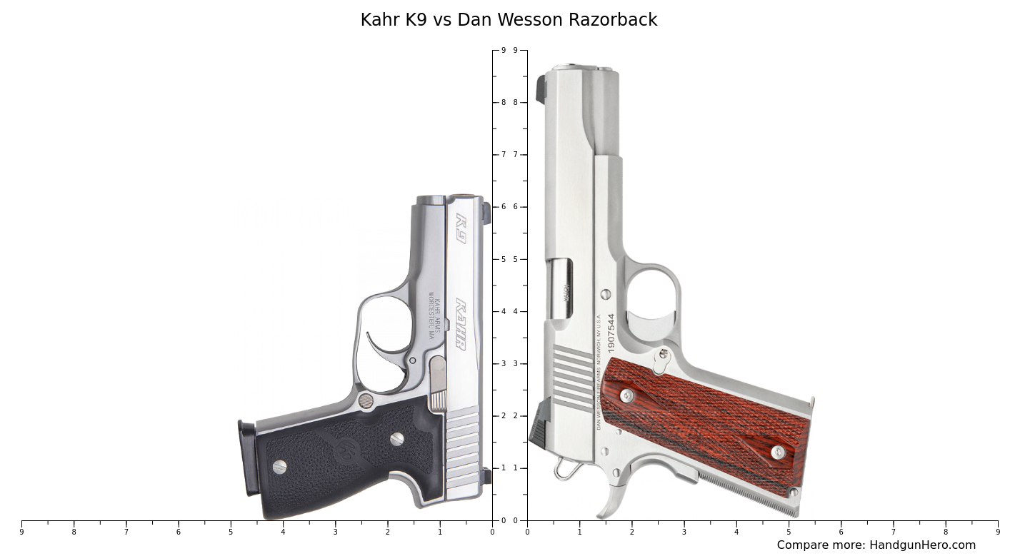 Kahr K9 vs Dan Wesson Razorback size comparison | Handgun Hero