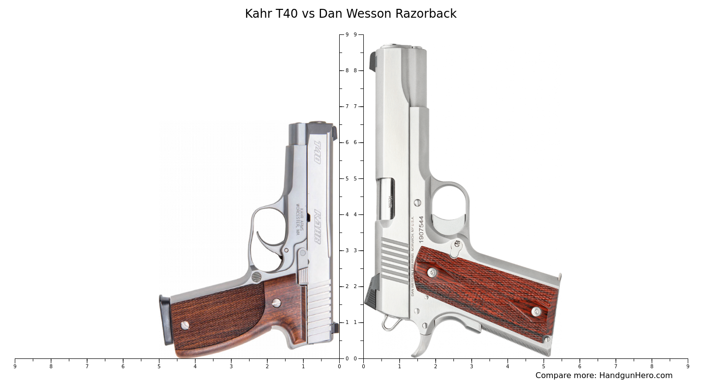 Kahr T40 vs Dan Wesson Razorback size comparison | Handgun Hero