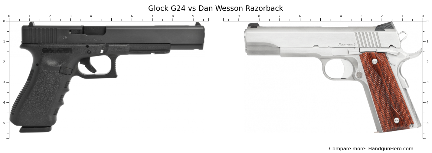 Glock G24 vs Dan Wesson Razorback size comparison | Handgun Hero