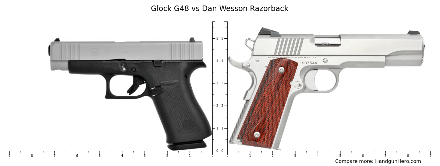Glock G48 vs Dan Wesson Razorback size comparison | Handgun Hero