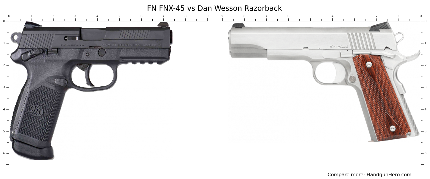 FN FNX-45 vs Dan Wesson Razorback size comparison | Handgun Hero