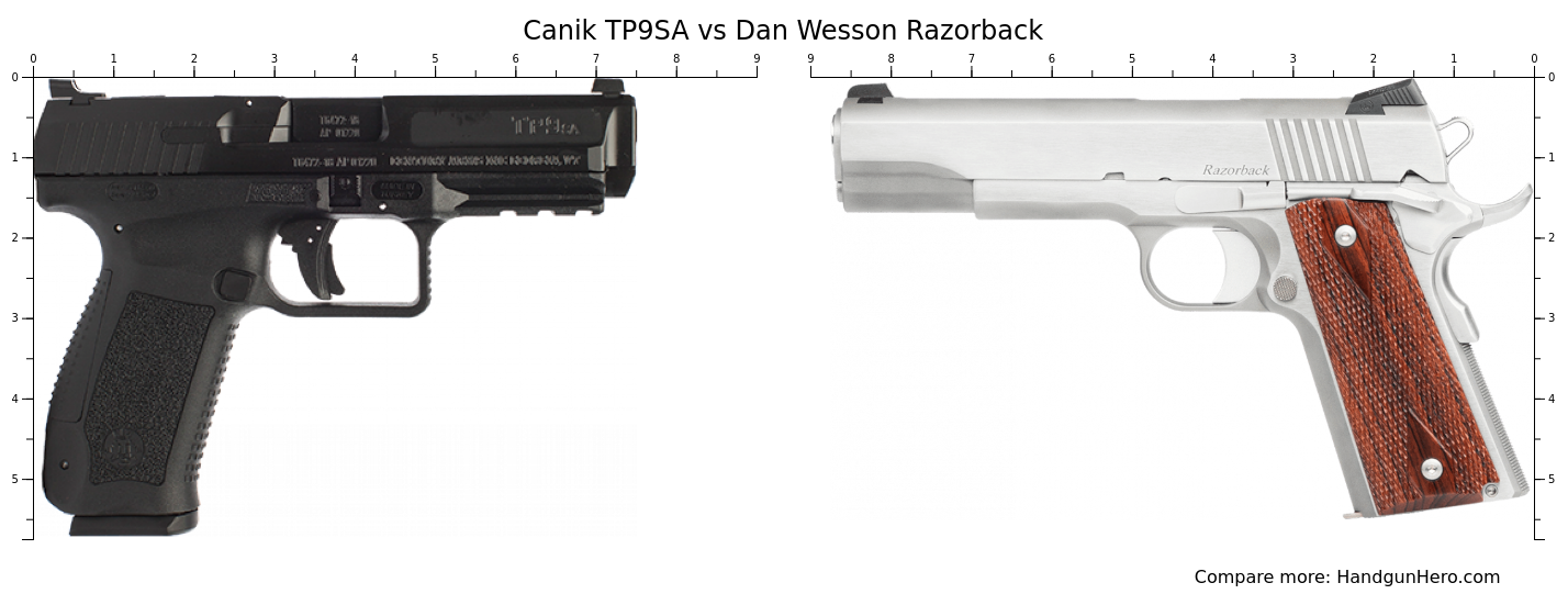 Canik TP9SA vs Dan Wesson Razorback size comparison | Handgun Hero