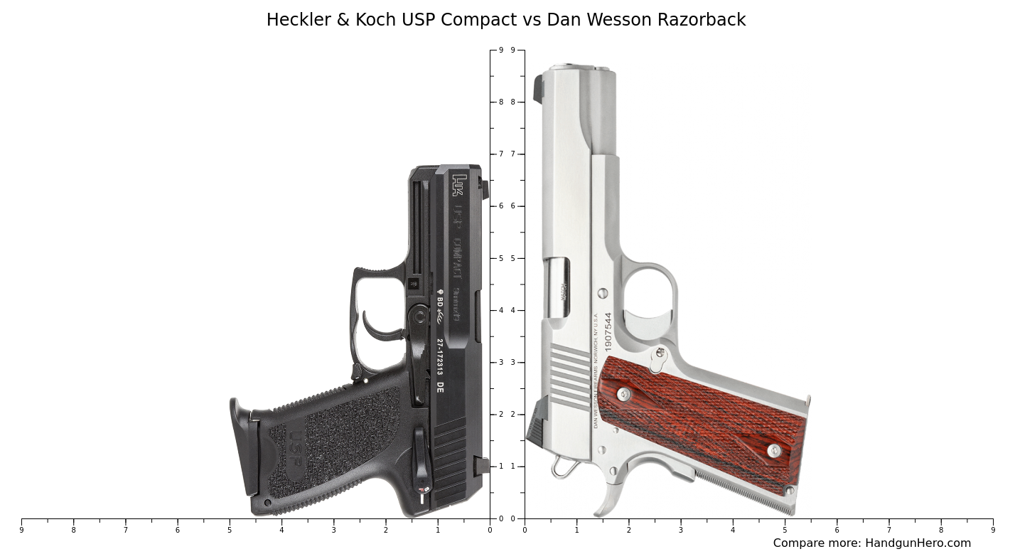 Heckler & Koch USP Compact vs Dan Wesson Razorback size comparison ...