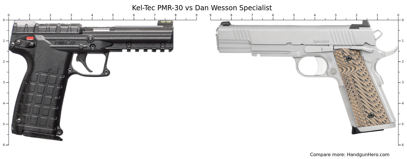 Kel-Tec PMR-30 vs Dan Wesson Specialist size comparison | Handgun Hero