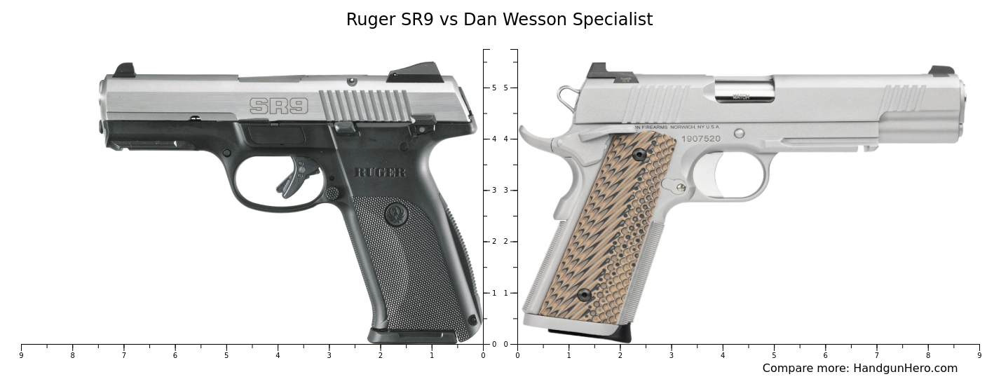 Ruger SR9 vs Dan Wesson Specialist size comparison | Handgun Hero