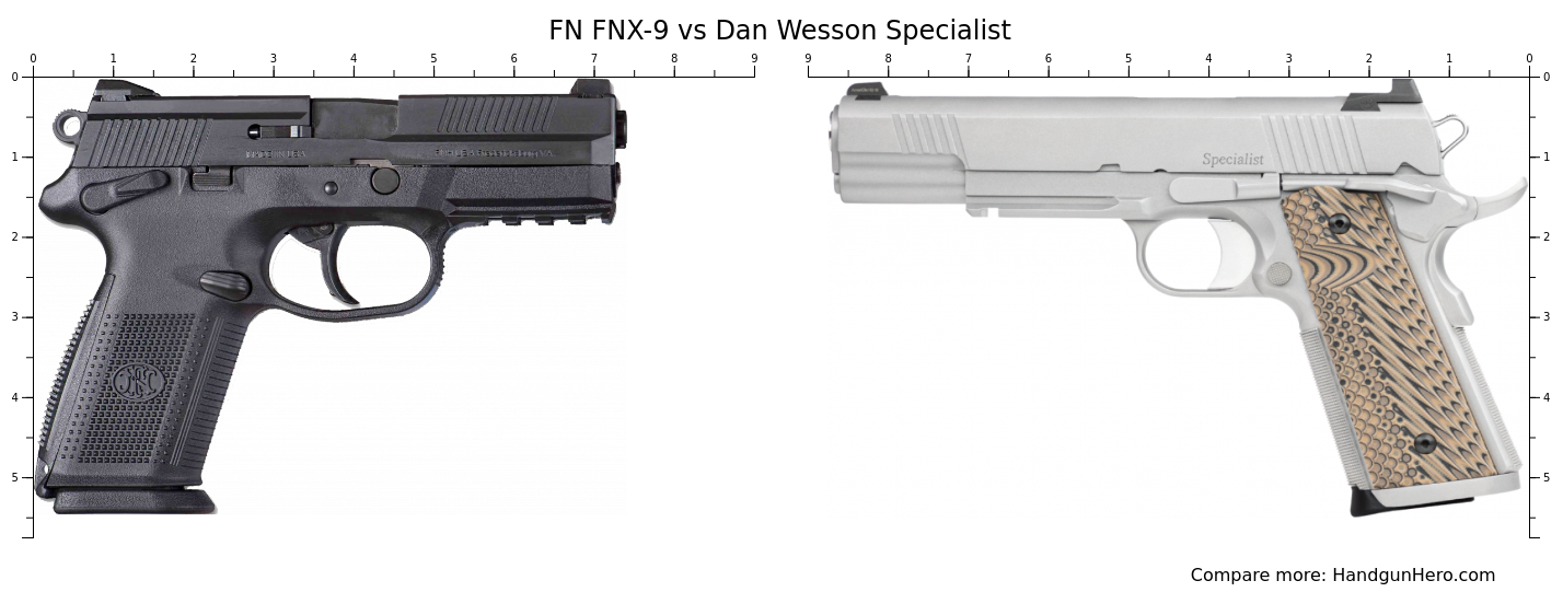 FN FNX-9 vs Dan Wesson Specialist size comparison | Handgun Hero