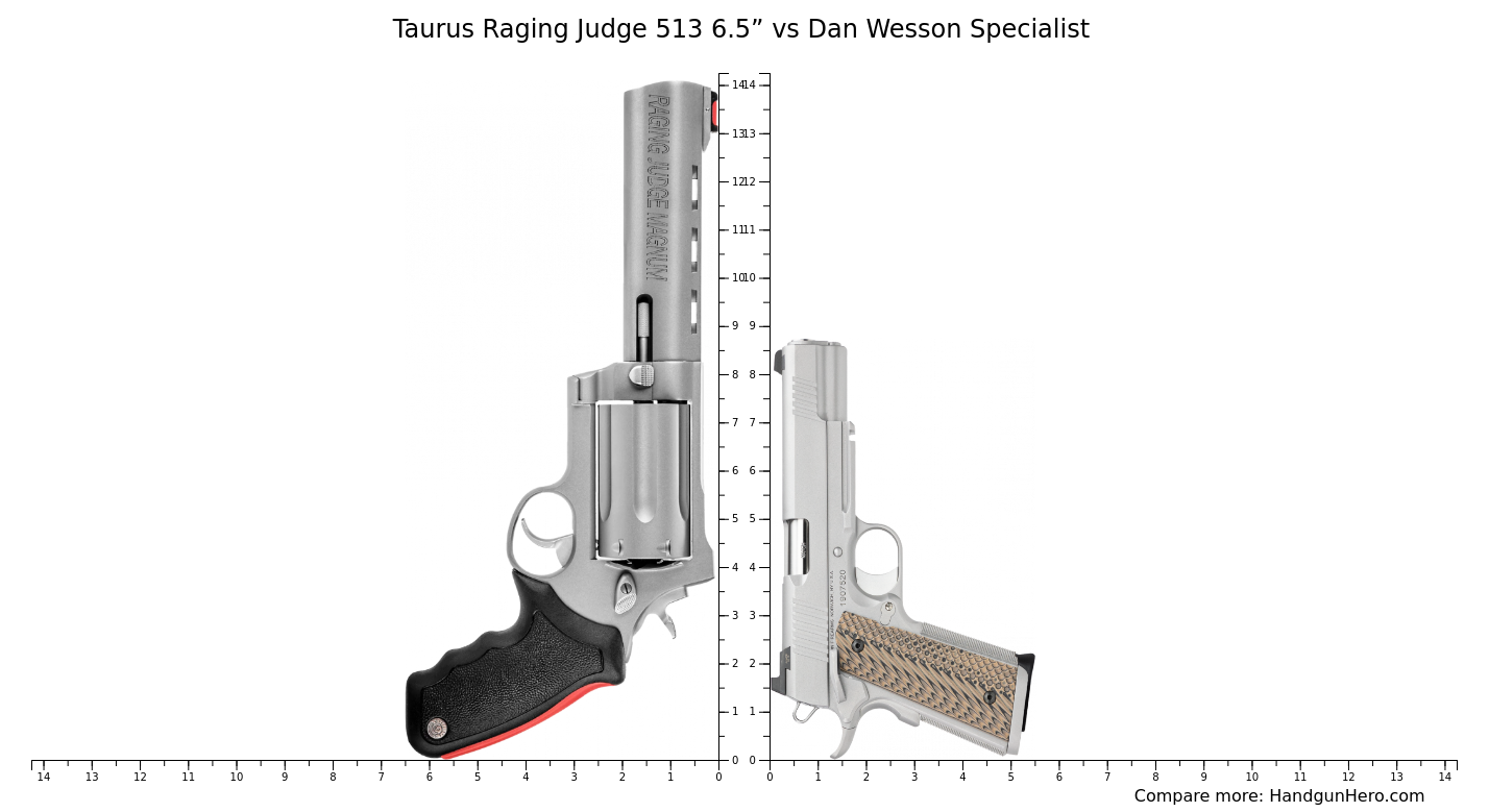 Taurus Raging Judge 513 6.5” vs Dan Wesson Specialist size comparison ...